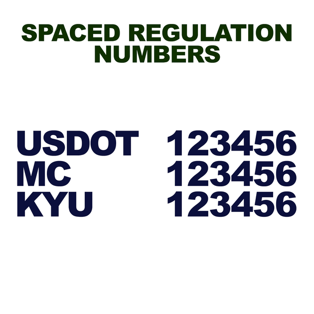 Spaced Regulation Numbers (USDOT, MC, GVW, CA, KYU) – USDOT Decals