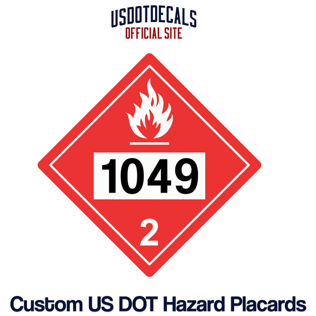 Hazard Class 2 Flammable Gas UN #1049 Placard – USDOT Decals