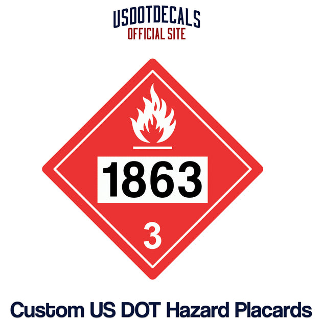 Hazard Class 3 Flammable Liquids UN #1863 Placard – USDOT Decals