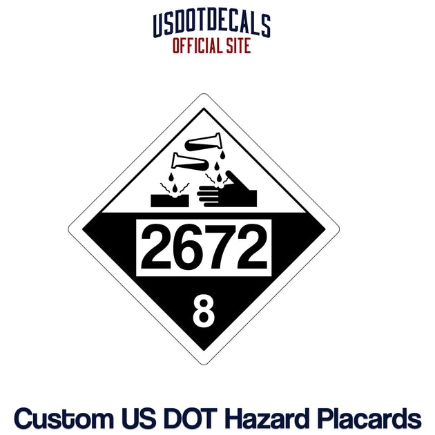 Hazard Class 8 Corrosive UN #2672 Placard – USDOT Decals
