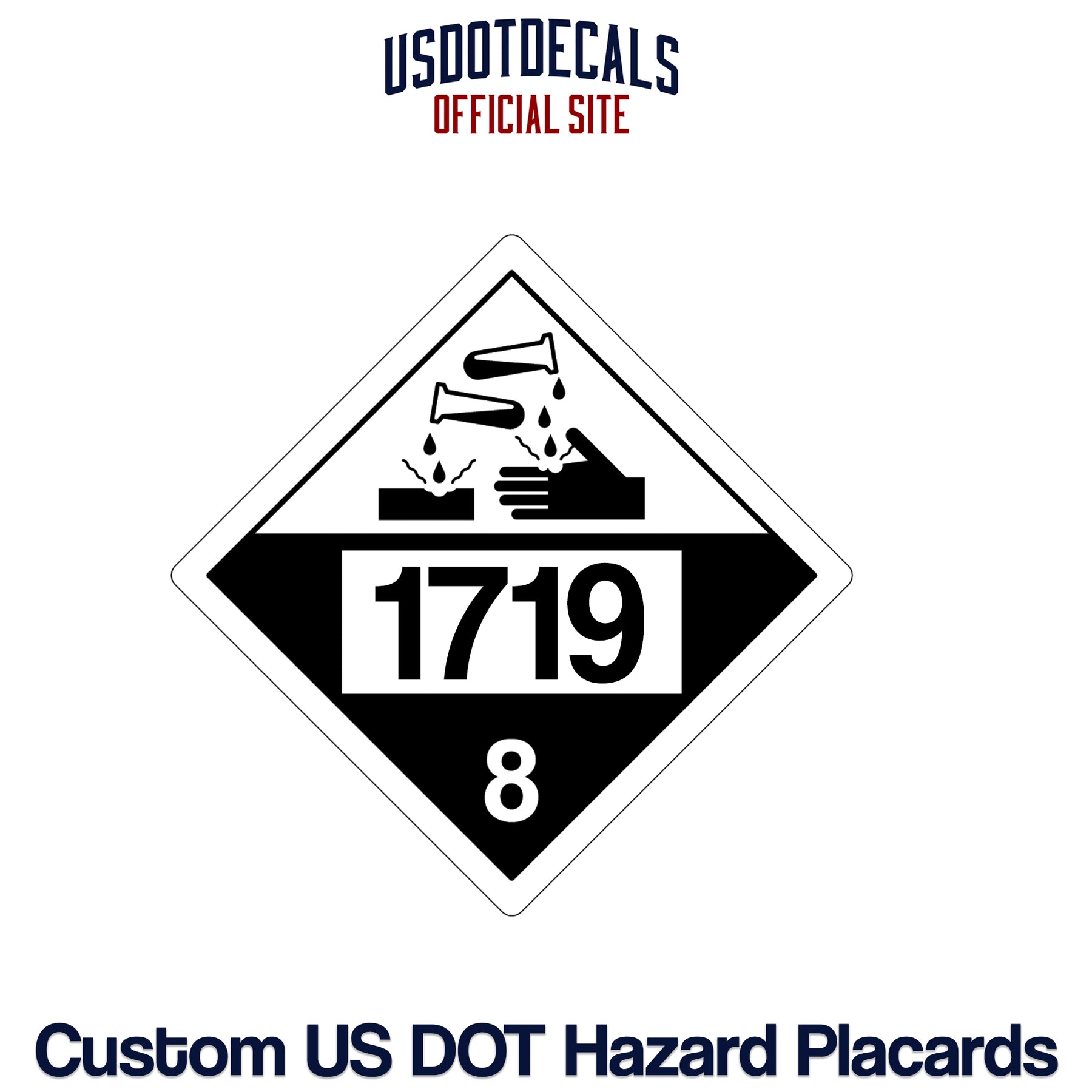 Hazard Class 8 Corrosive UN #1719 Placard – USDOT Decals