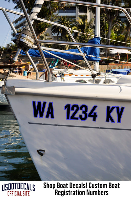Two Color Custom Boat Registration Regulation Numbers Decal Sticker Le ...