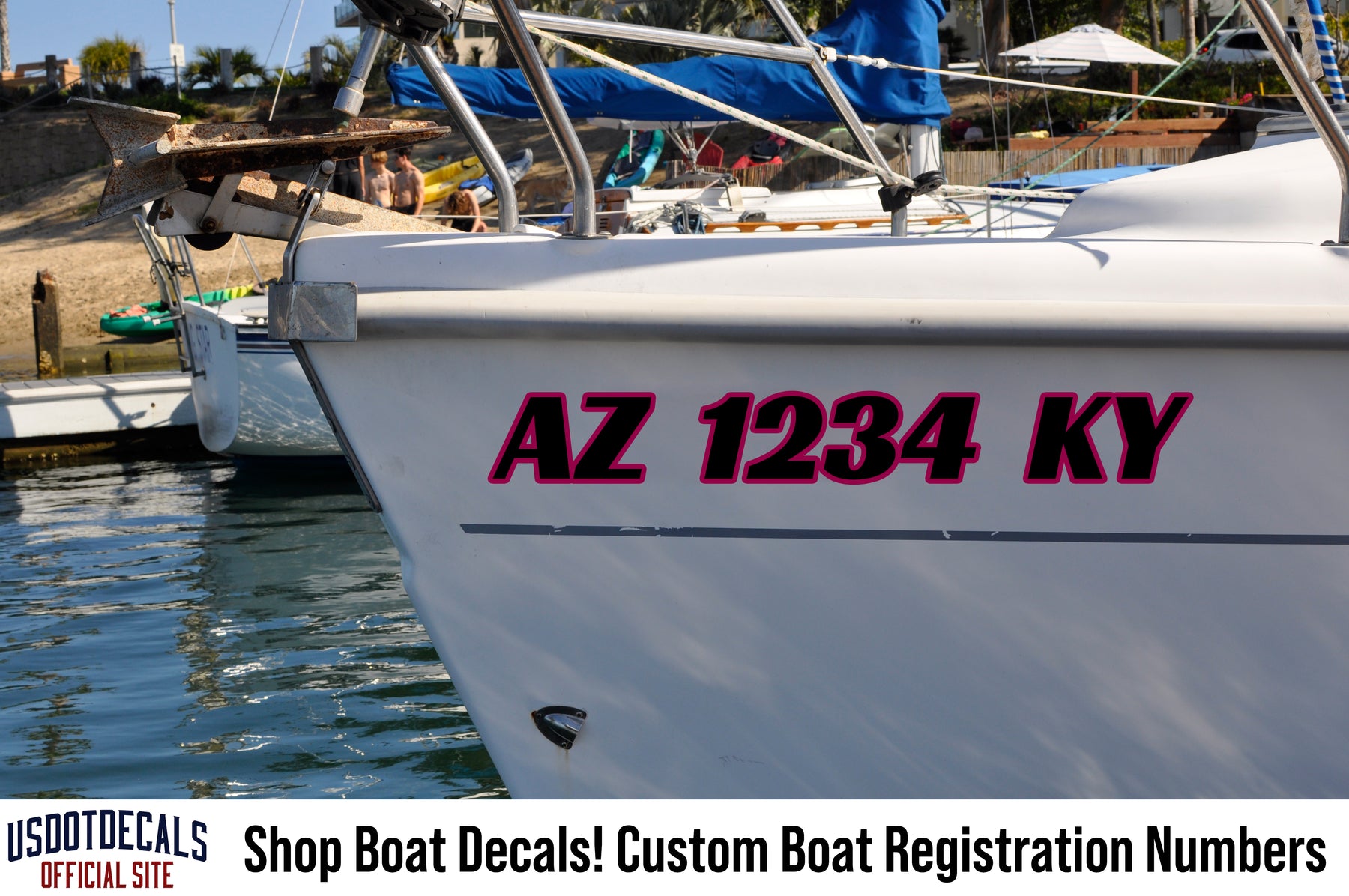 Two Color Custom Boat Registration Regulation Numbers Decal Sticker Le ...