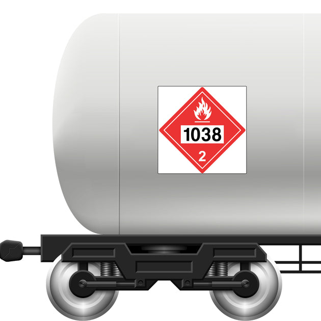 Hazard Class 2 Flammable Gas UN #1038 Placard With White Square Frame ...