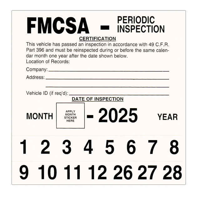 FMCSA Periodic Inspection Label Sticker Decal Sign 5" x 5", Permanent ...