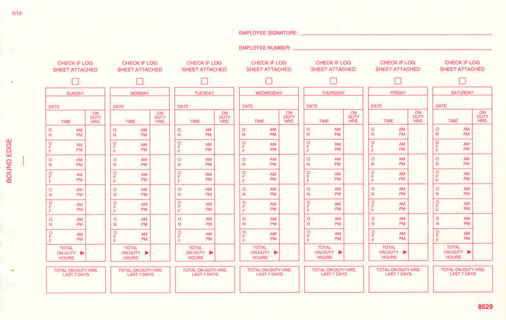Official Driver's Time Record For Short Haul Operations (Carbonless ...