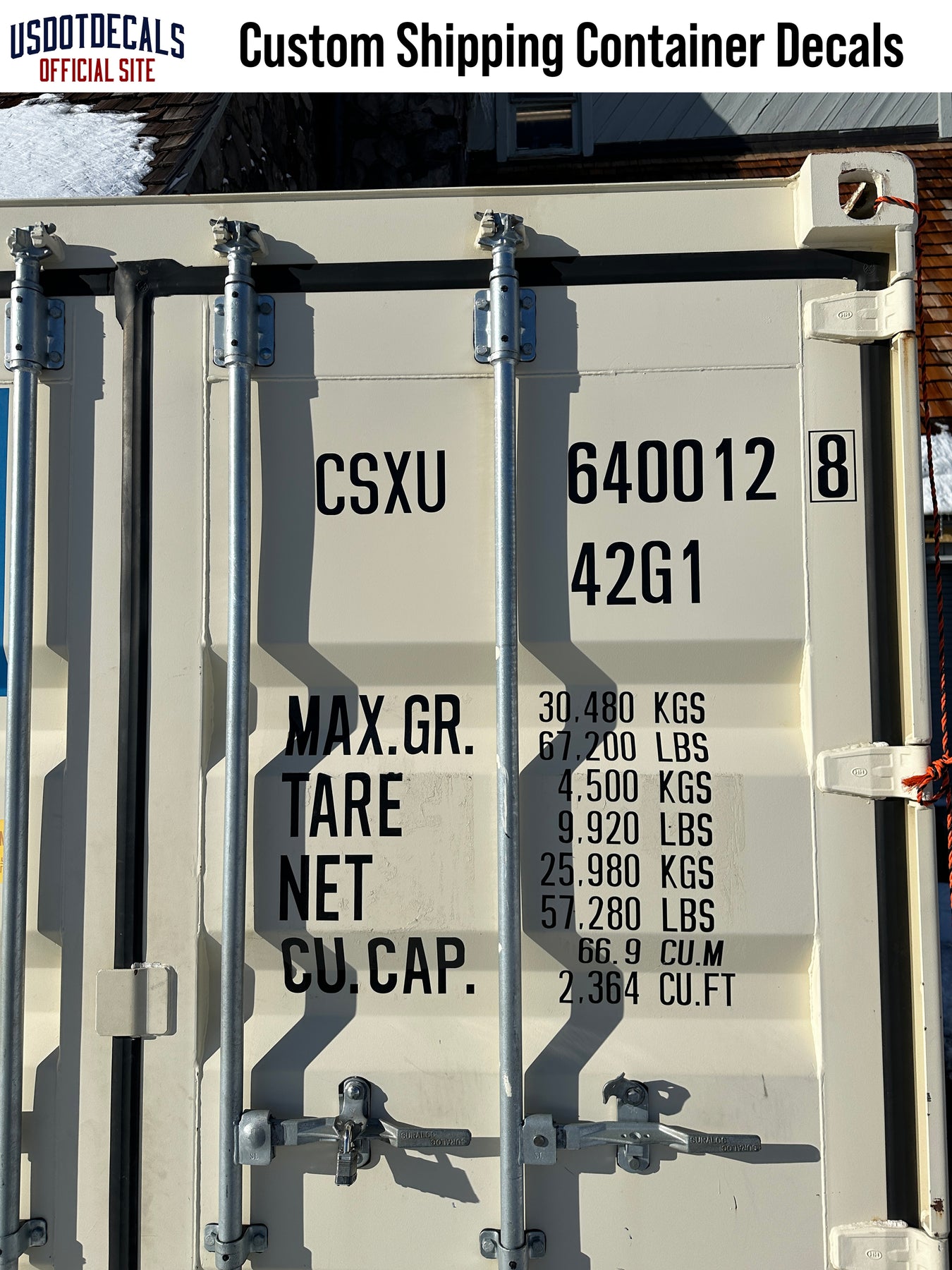 Custom Shipping Container MAX GROSS, TARE, PAYLOAD, CUBE Number Decal ...