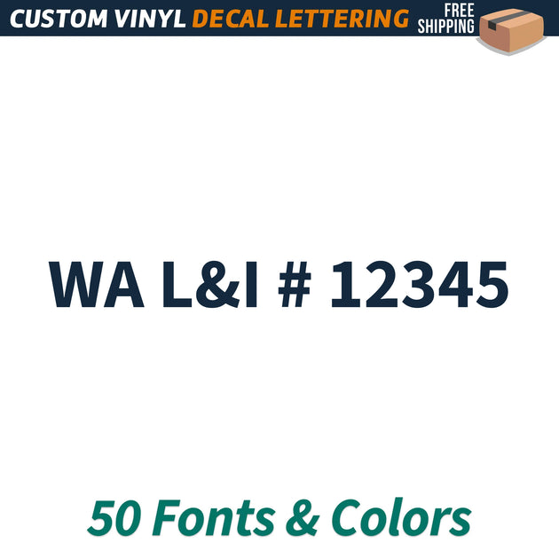 WA L&I Number Regulation Decal Sticker, (Set of 2) – USDOT Decals