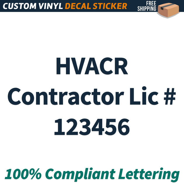 HVACR Contractor Lic # Number Regulation Decal Sticker Lettering, (Set ...
