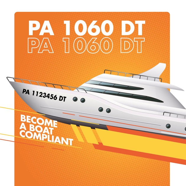 Custom Boat Registration & Numbers Decal Sticker, (Set of 2) – USDOT Decals