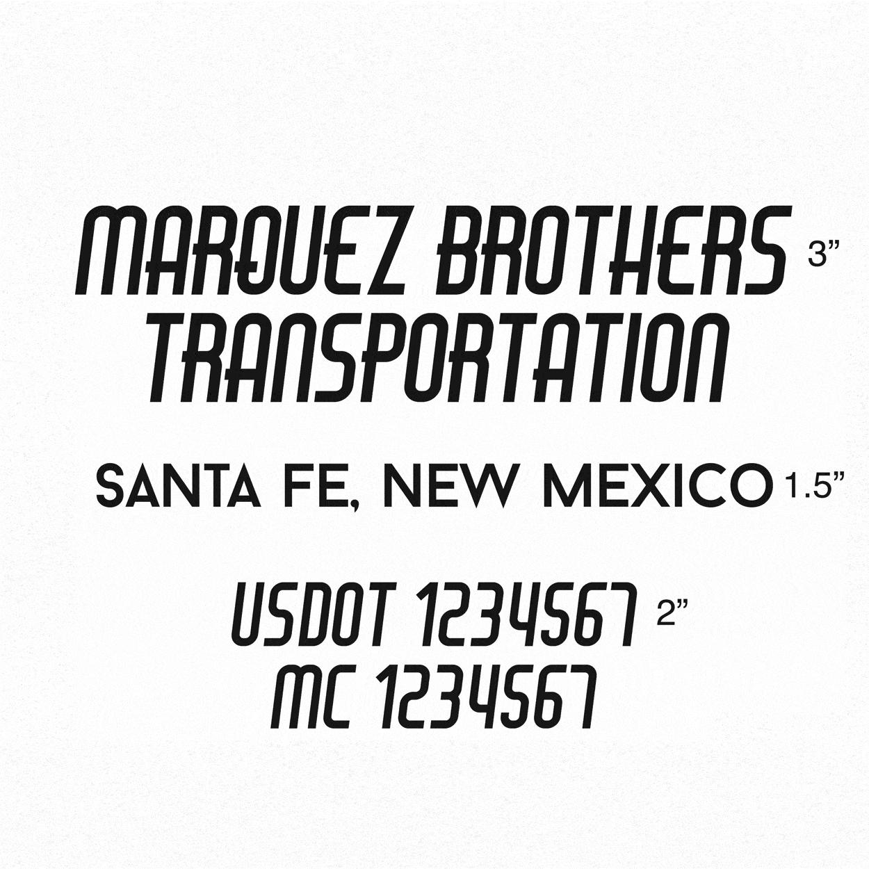 Company Name + Location + Regulation Lines Decal, (Set of 2) – USDOT Decals