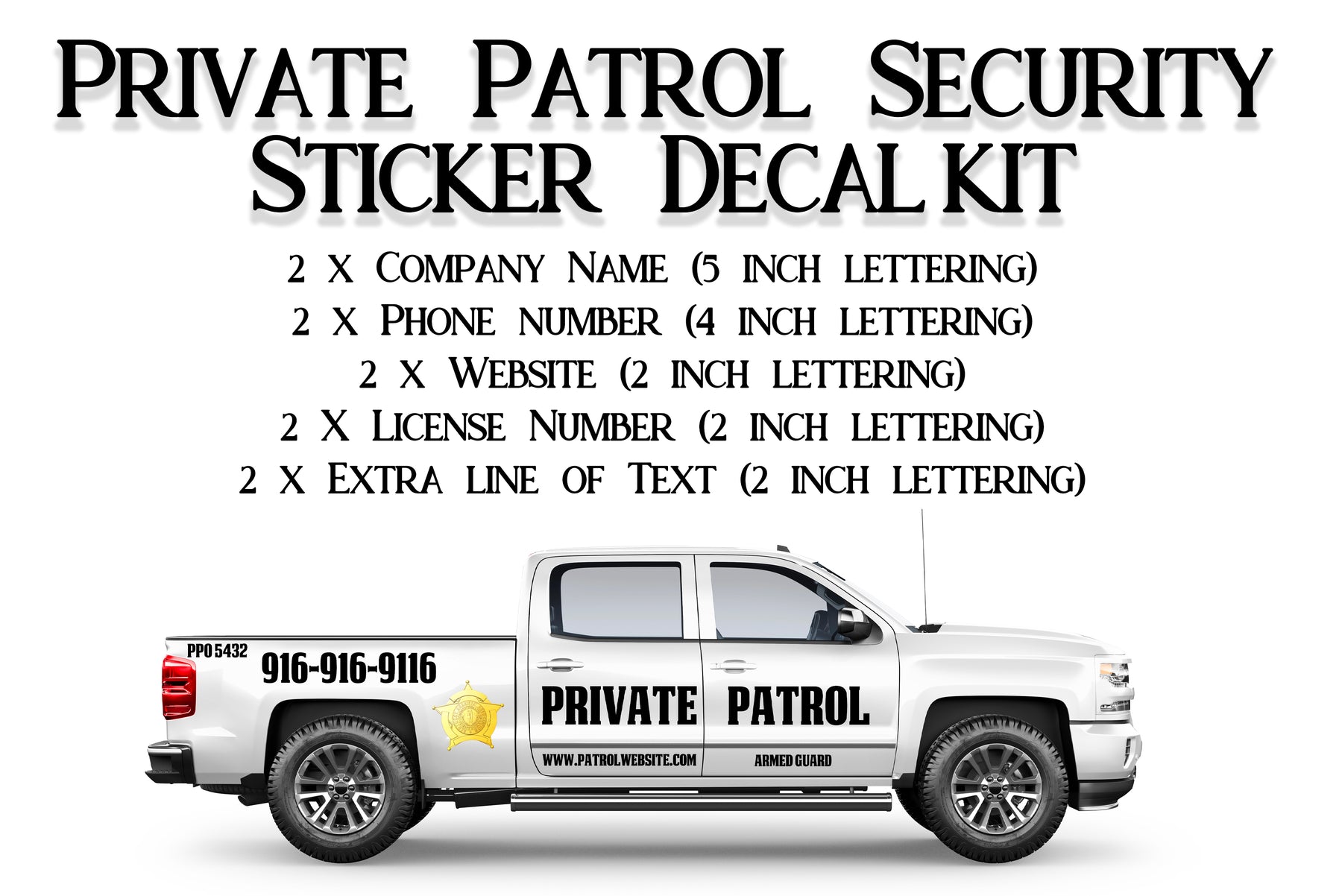 Private Patrol Security Sticker Decal Lettering Kit, (Set of 2) – USDOT ...