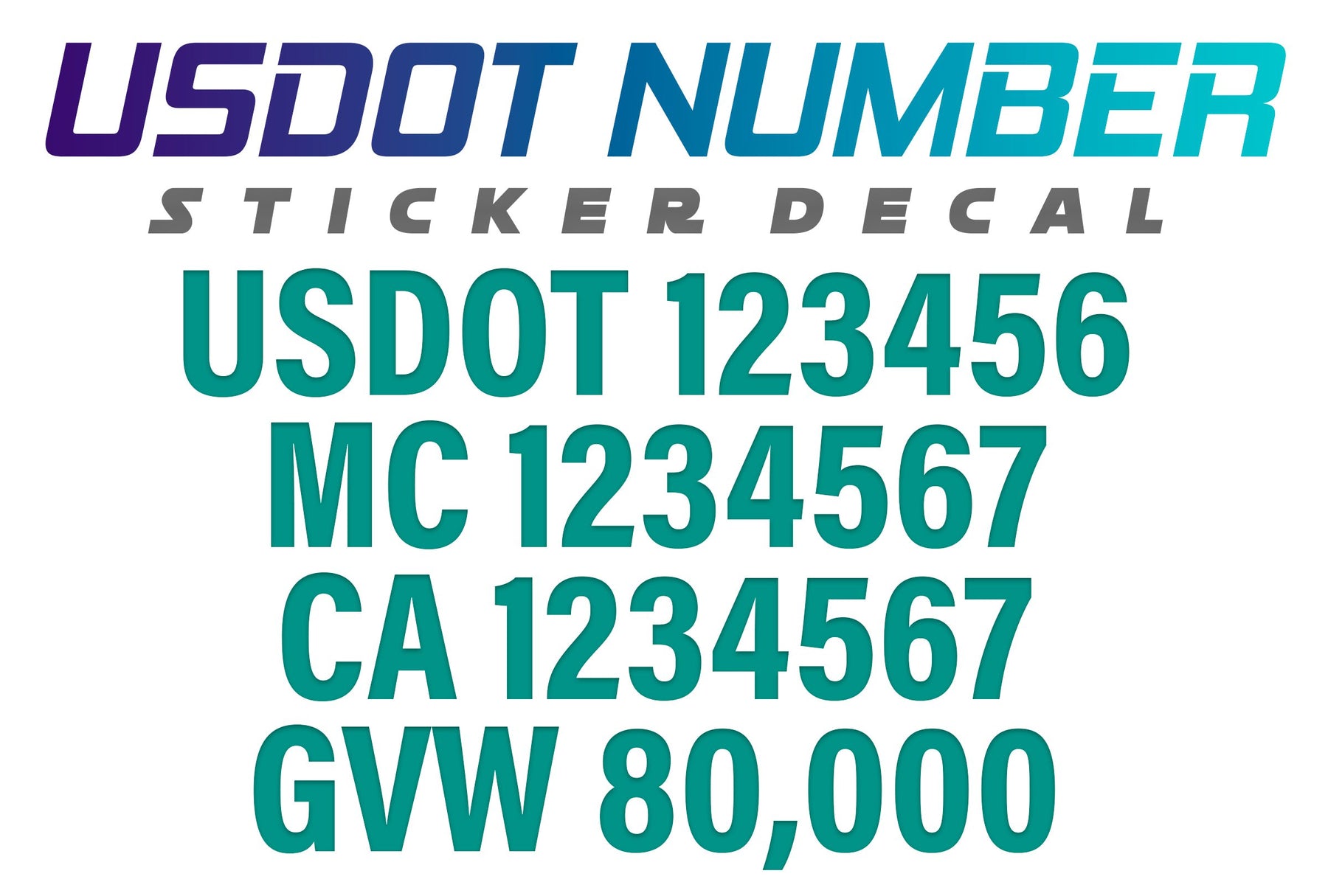 USDOT, MC, CA & GVW Number Sticker Decal, (Set of 2) – USDOT Decals