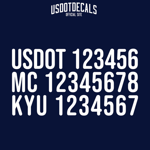 US DOT, MC & KYU Sticker Decal Squared Style (Truck Door Lettering ...