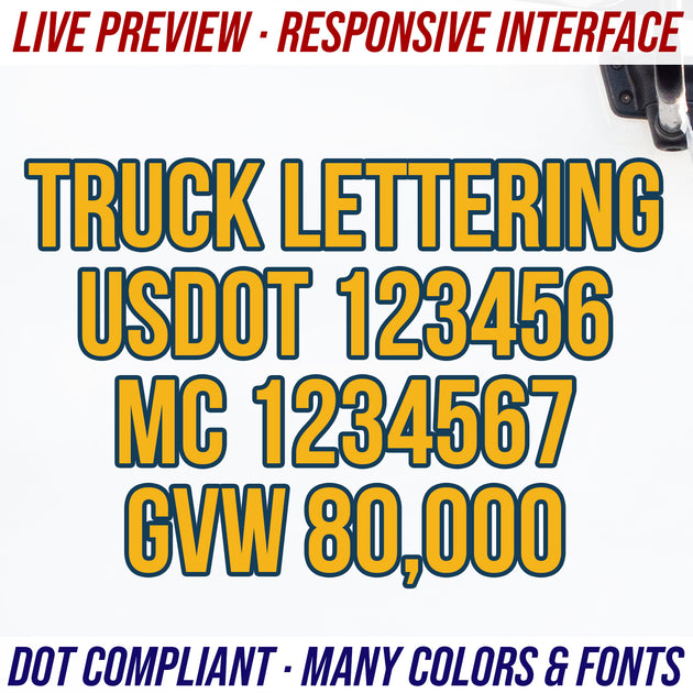 US DOT Number Decal Sticker Live Preview (DOT Truck Lettering), (Set o ...