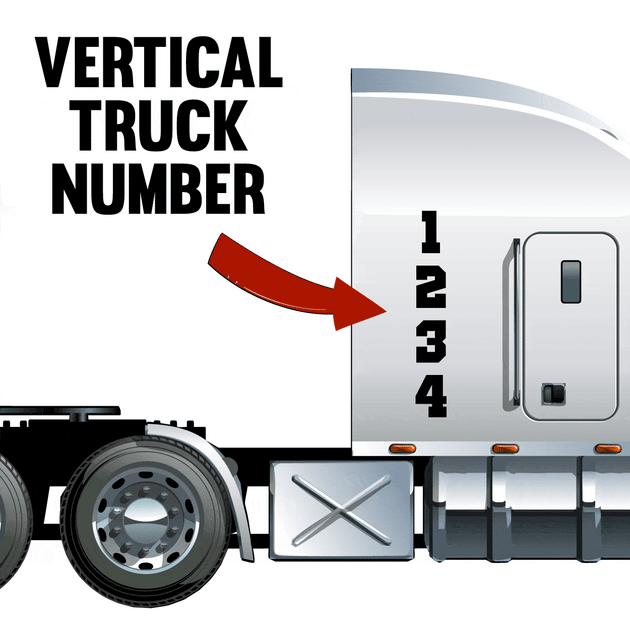 Vertical Truck Number Decal, (Set of 2) – USDOT Decals
